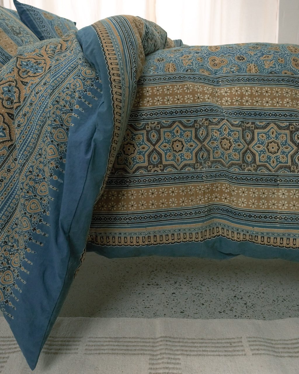 Organic Cotton Sheet - Ajrakh Golden Garden– MAIWA