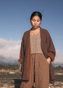 Quilted Akash Coat - Handwoven Cotton - Rosewood– MAIWA