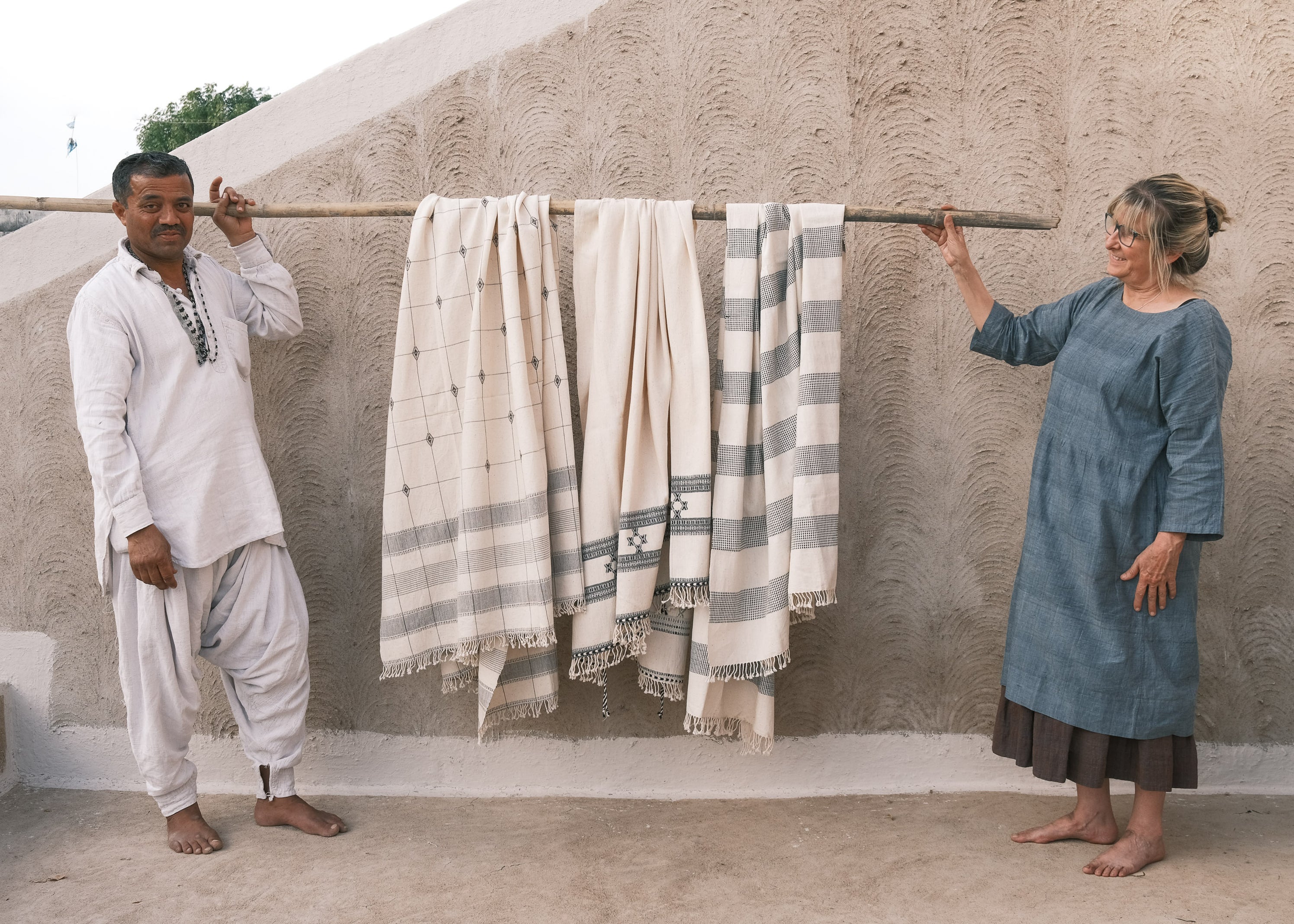Bhujodi Blanket Shawl - Handwoven Kala Cotton - Symbols– MAIWA