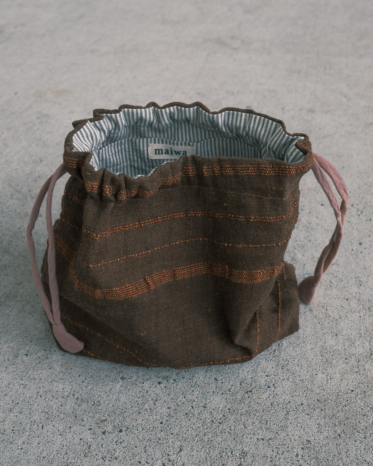 Drawstring Bag - Handwoven Cotton - Rosewood– MAIWA