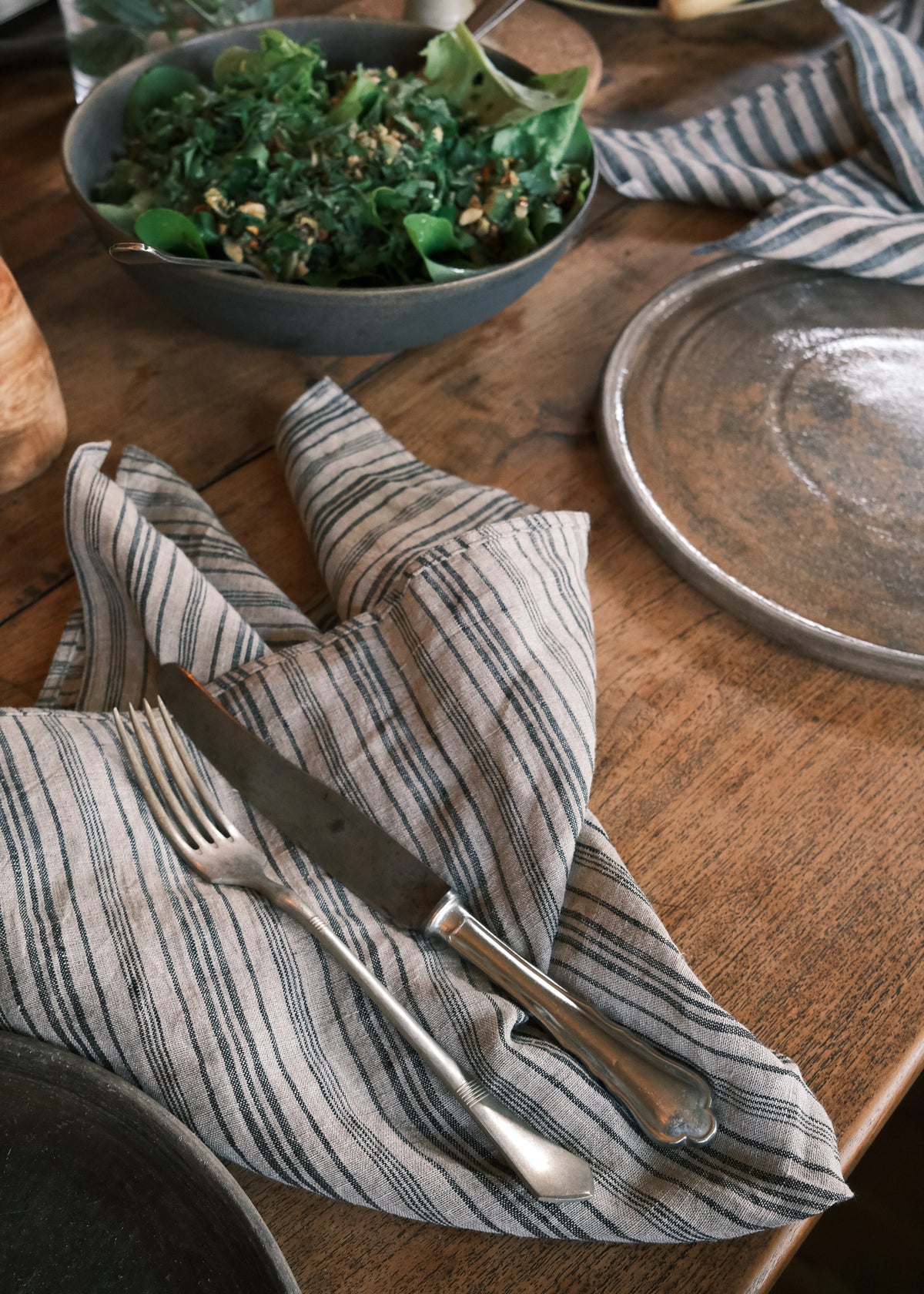 Handwoven Linen Napkin - Flax Uneven Stripe– MAIWA