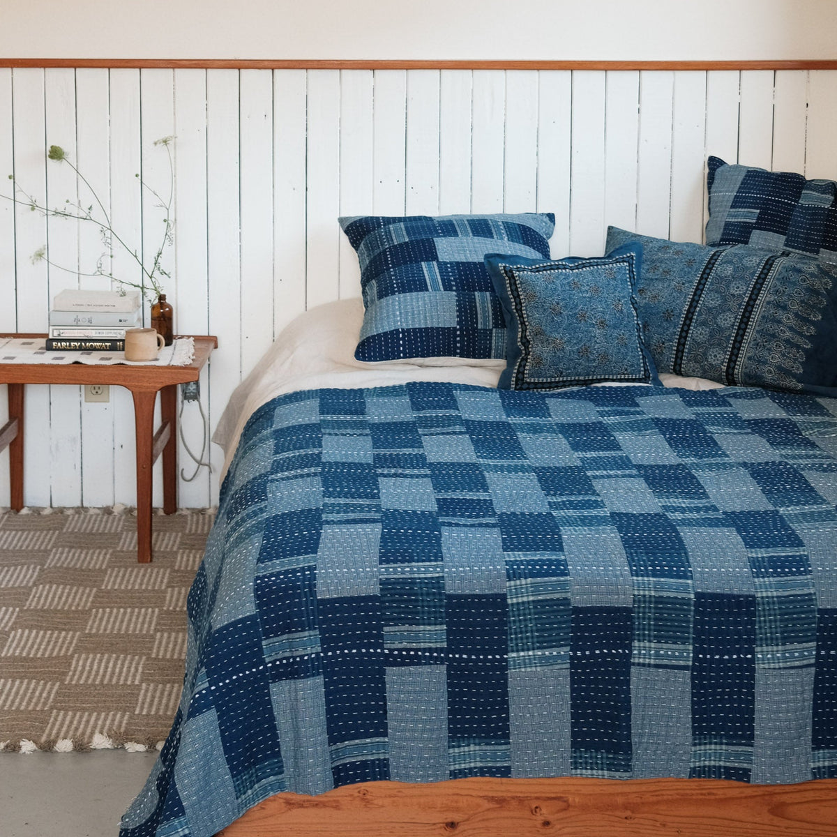 Bengal Handstitched Indigo Quilt - Currents– MAIWA
