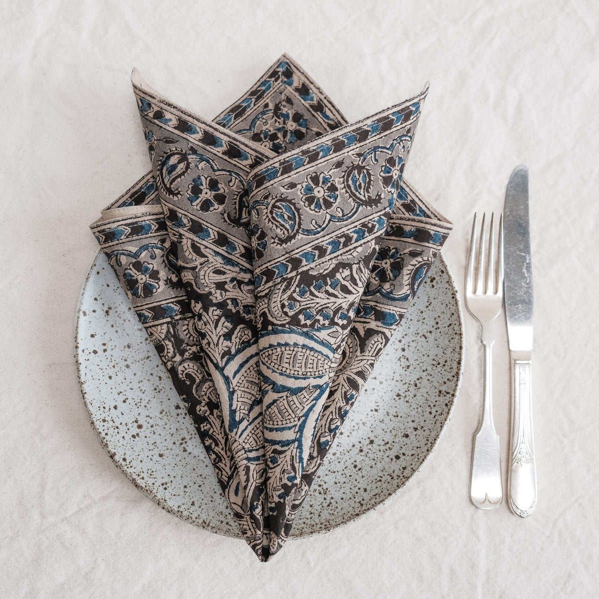 Organic Cotton Napkin - Kalamkari Night Bloom– MAIWA