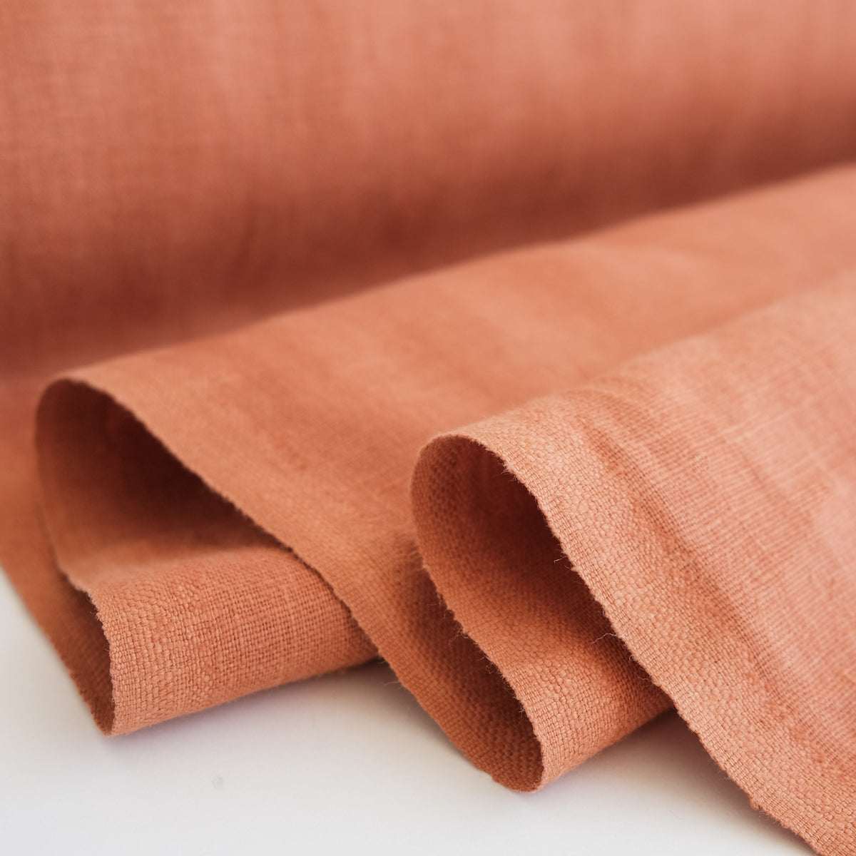 Fabric - Maiwa's Laundered Linen - Tangerine– MAIWA