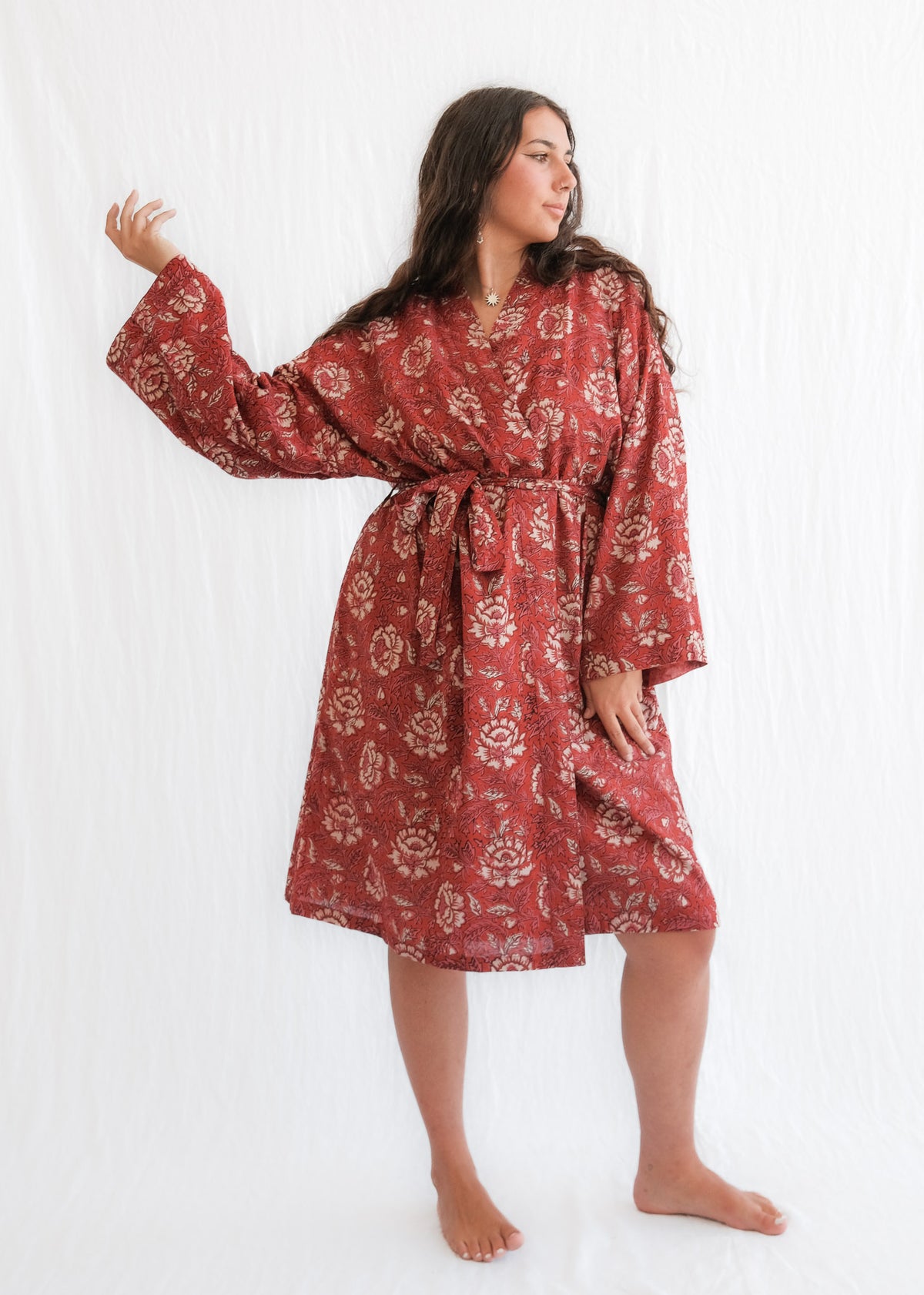 Yayla Robe - Organic Cotton Block Print - Roses– MAIWA