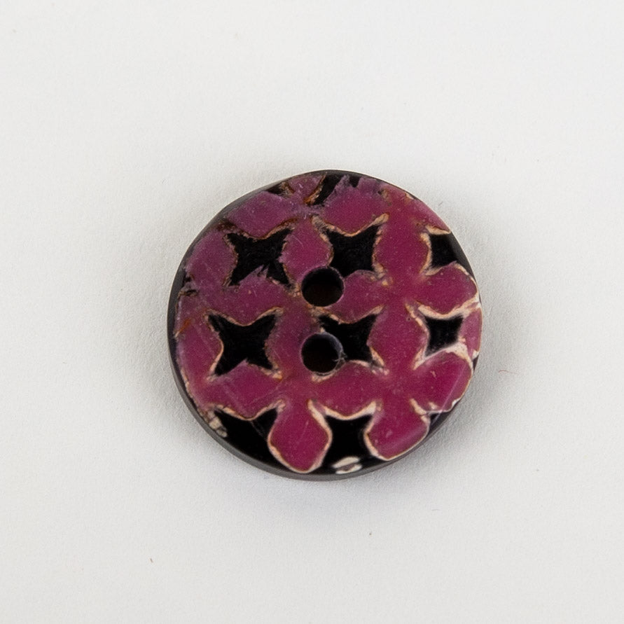 Handcarved Horn Button - Starry Pink 20mm– MAIWA