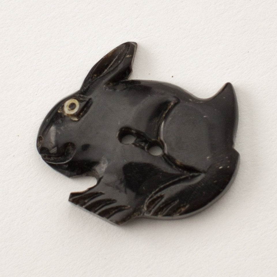 Handcarved Horn Button - Black Rabbit– MAIWA