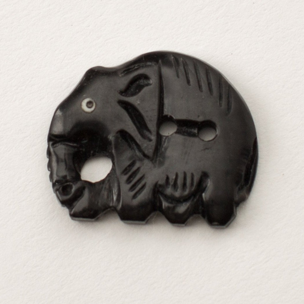 Handcarved Horn Button - Wild Elephant– MAIWA