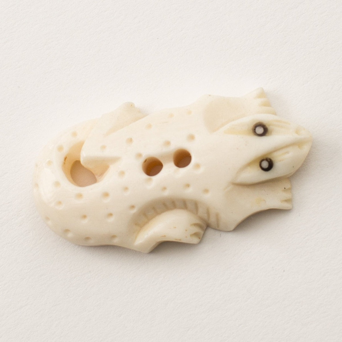Handcarved Bone Button - White Reptile– MAIWA