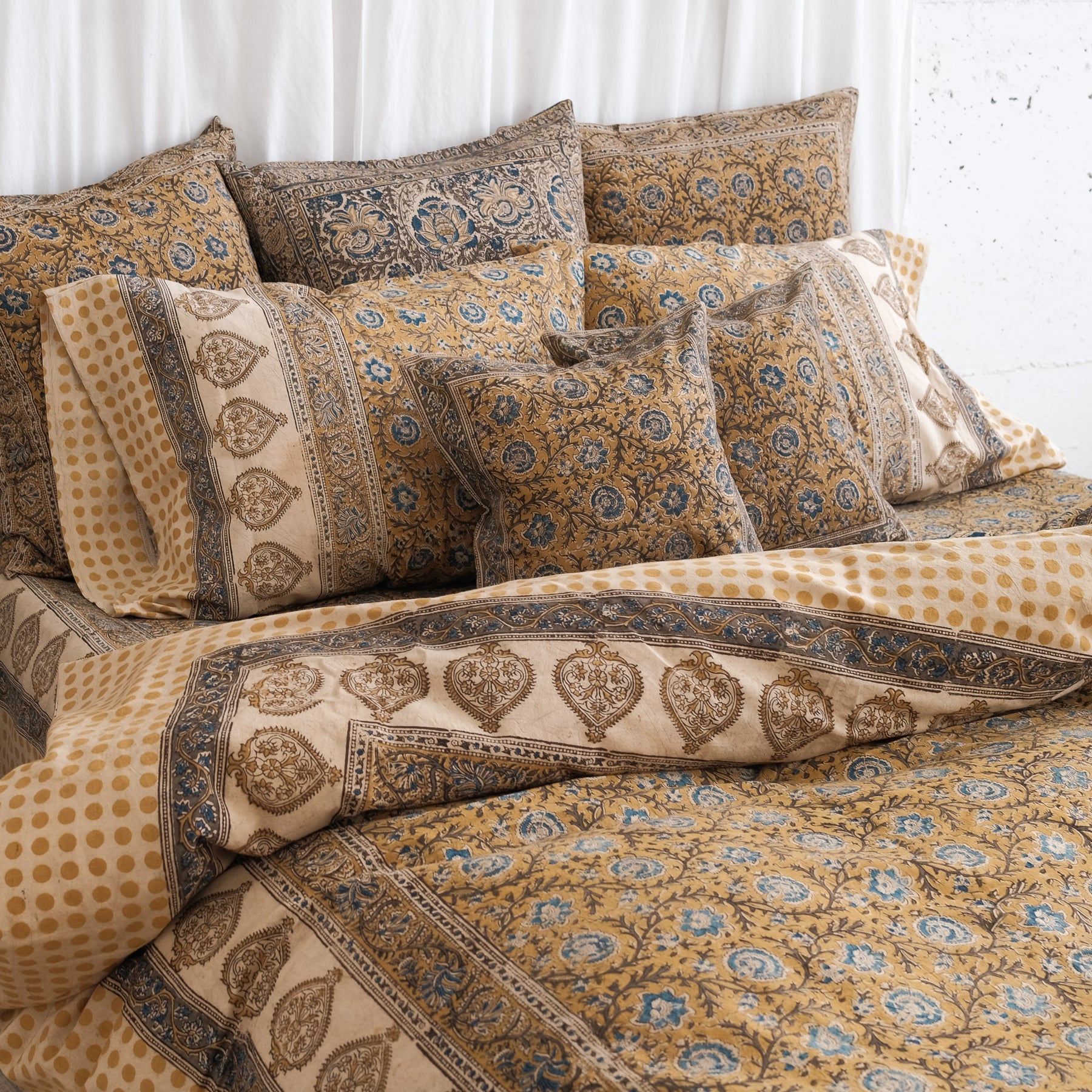 Kalamkari Golden Bloom - Bedding– MAIWA