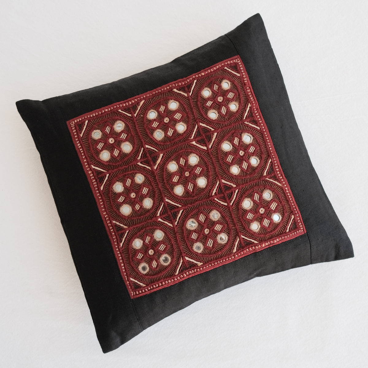 Kachchh Embroidery - 12" Cushion Cover - Jat - Chocolate– MAIWA