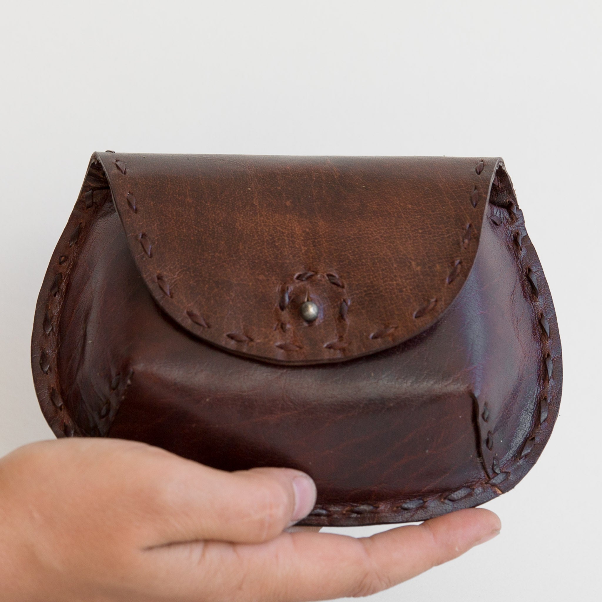 Leather Teardrop Pouch - Brown– MAIWA